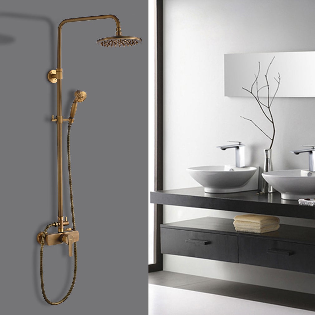 Rétro Colonne de Douche Bronze Interrupteur à Poignée Mélangeur Système ...