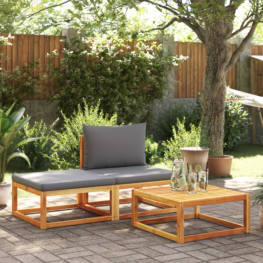Salon de jardin avec coussins 3 pcs bois massif d'acacia | Leroy Merlin