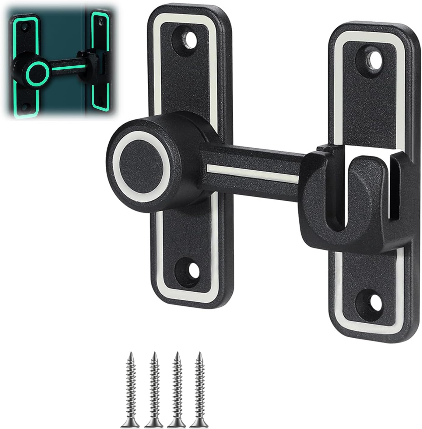 Verrou Porte Coulissante Lumineux, 90/180° Serrure de Porte Coulissante ...