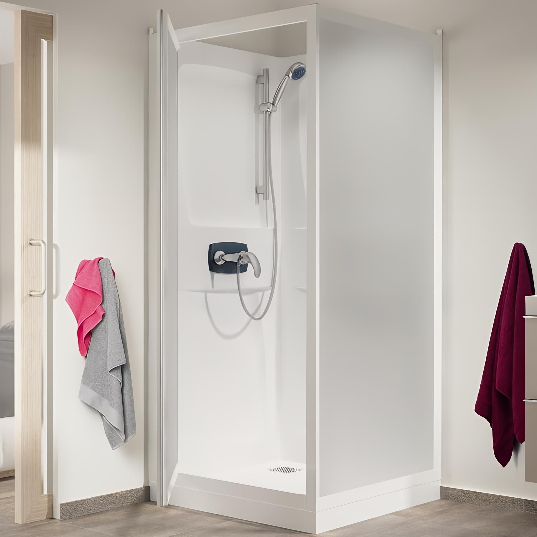 Cabine de douche KINEDO KINEPRIME 90x90 1 porte pivotante verre dépoli ...