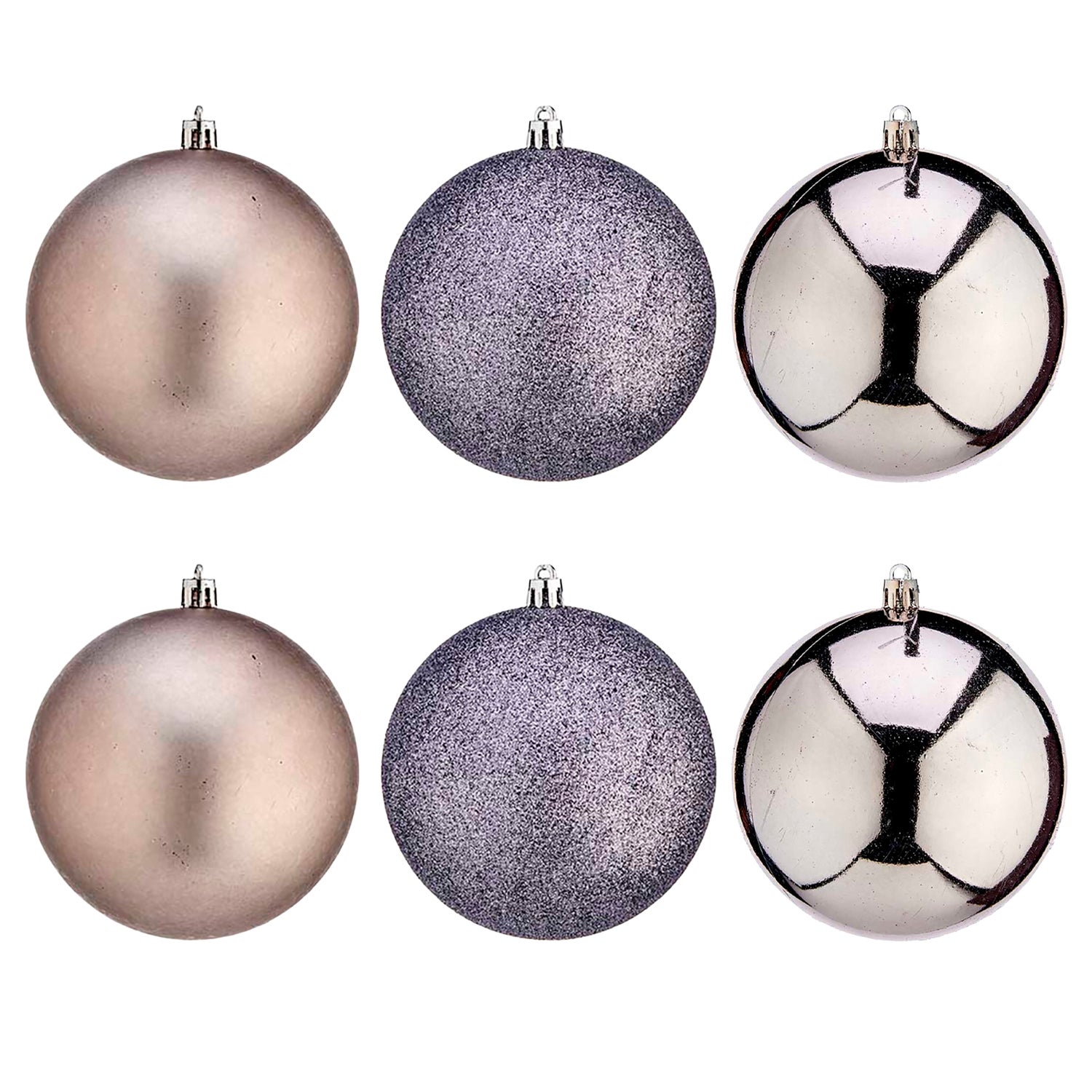 Ensemble de 6 boules de Noël de 10 cm en couleur argent, assortiment de ...