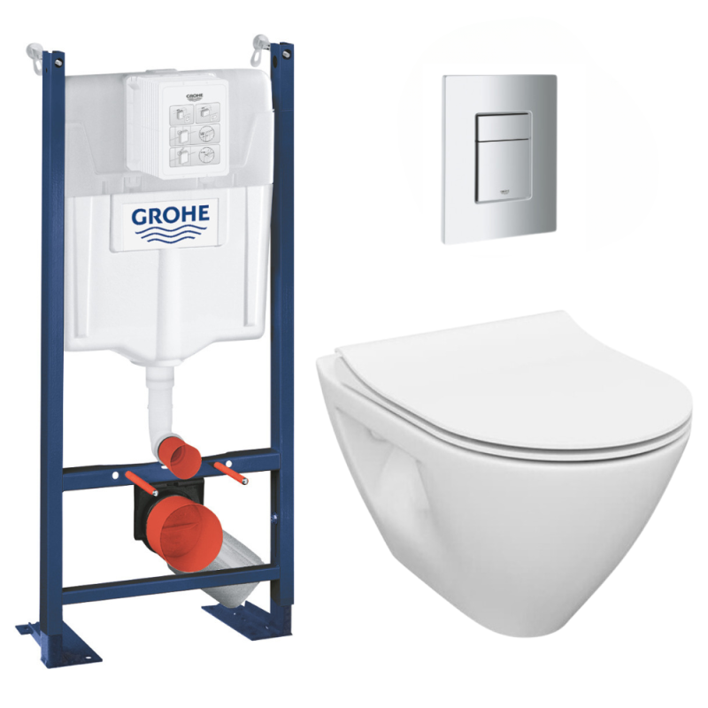 Grohe Pack WC Bâti-support autoportant Rapid SL + Cuvette sans bride ...