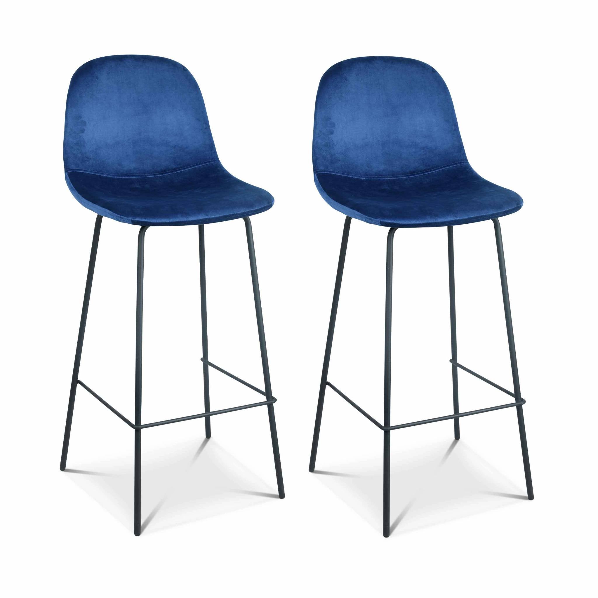 Lot de 2 tabourets de bar – Bombay – tabourets en velours. pieds en ...