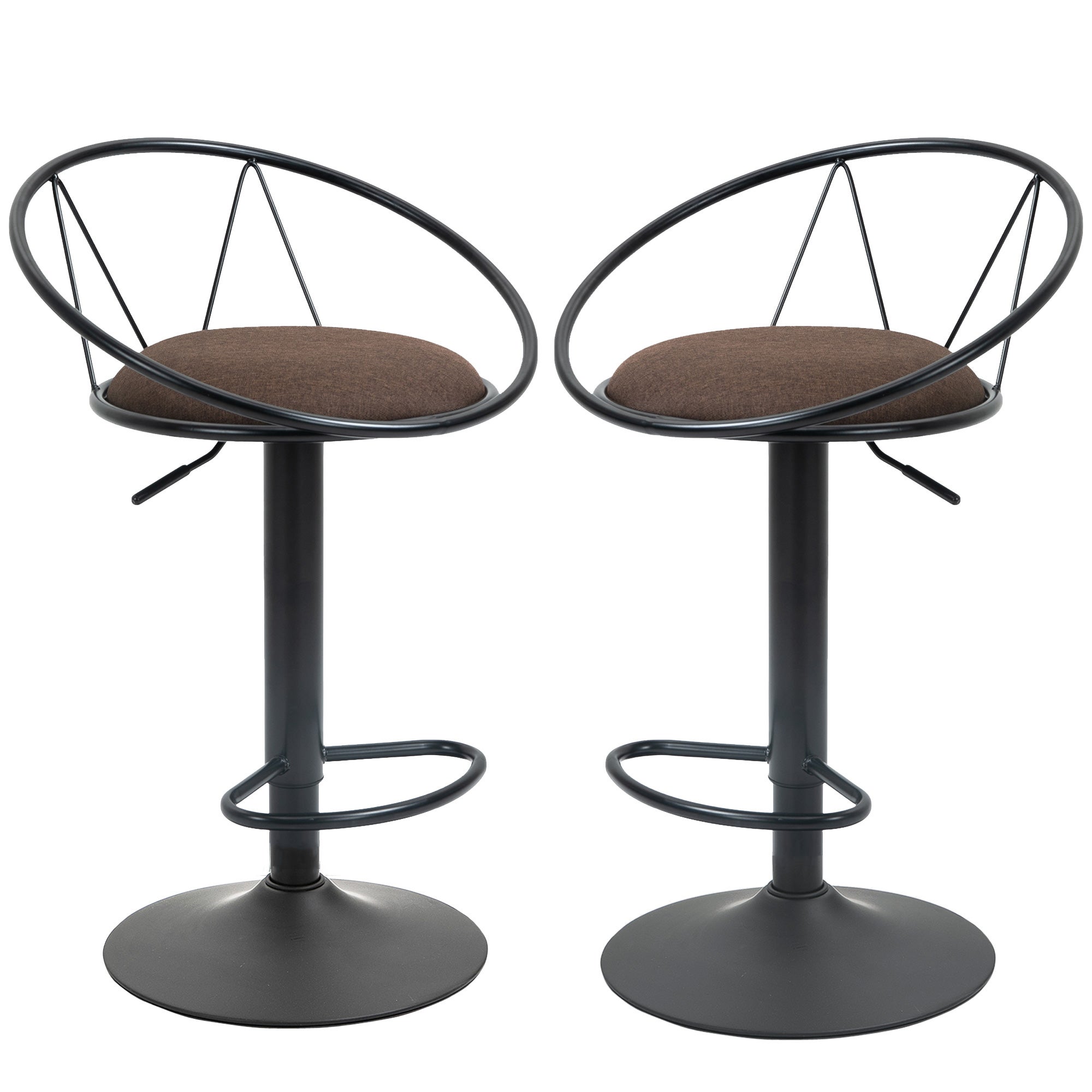 Ensemble de 2 tabourets de bar pivotants ajustables, Repose-pieds en ...