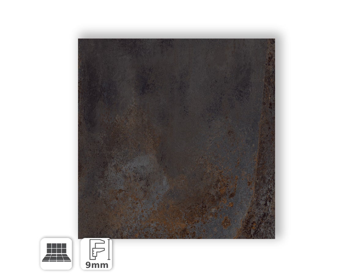 GRÈS CÉRAME EFFET MÉTAL OXYDÉ NOIR 60X60 | Leroy Merlin