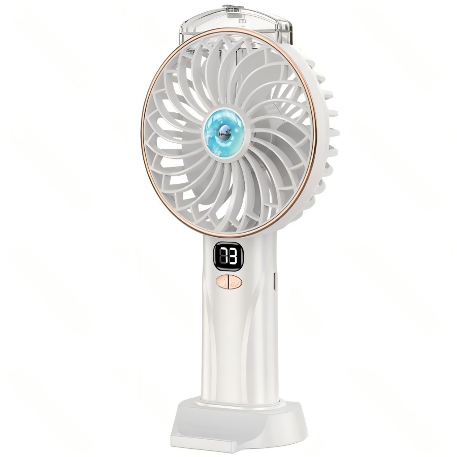 Ventilador portátil mini blanco y dorado de 4,3" con 3 aspas, 5 ...