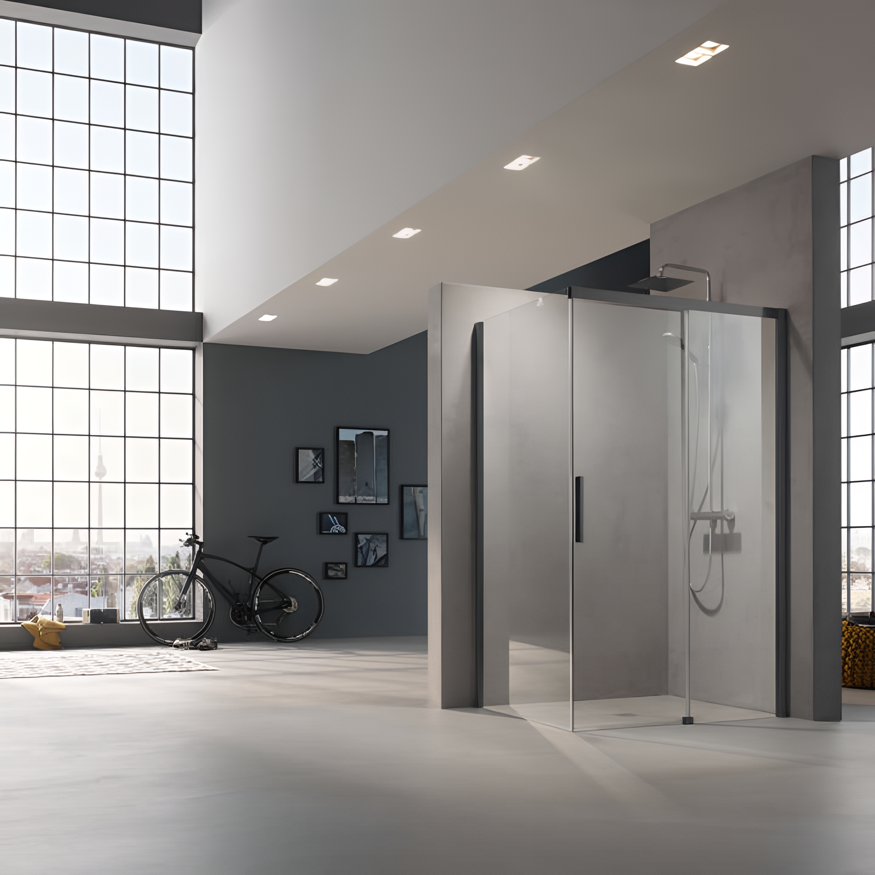 Paroi de douche fixe largeur 100 cm hauteur 200 cm profilé noir soft ...