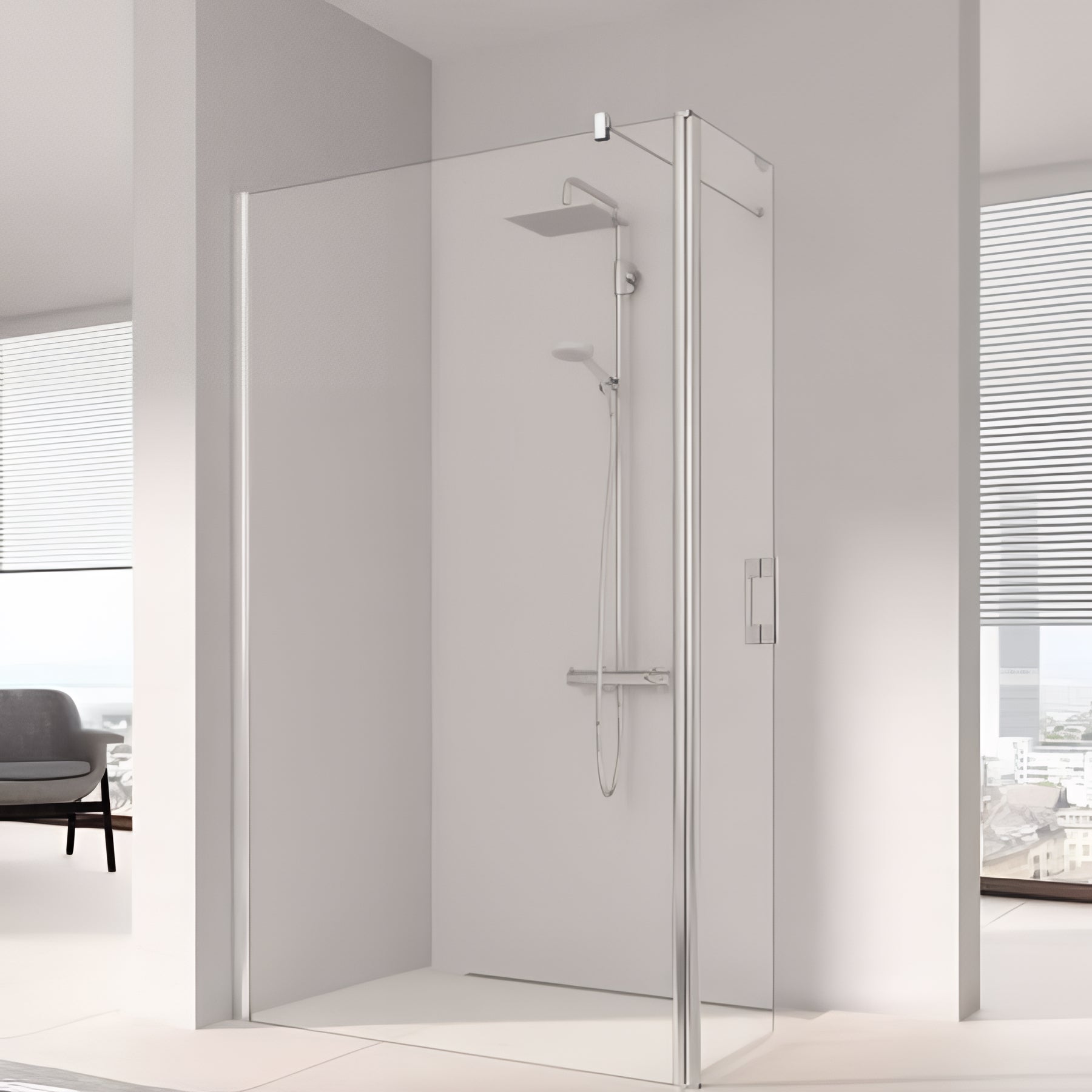 Pared de ducha ancho 110 cm altura 200 cm perfil plata pulido cristal ...