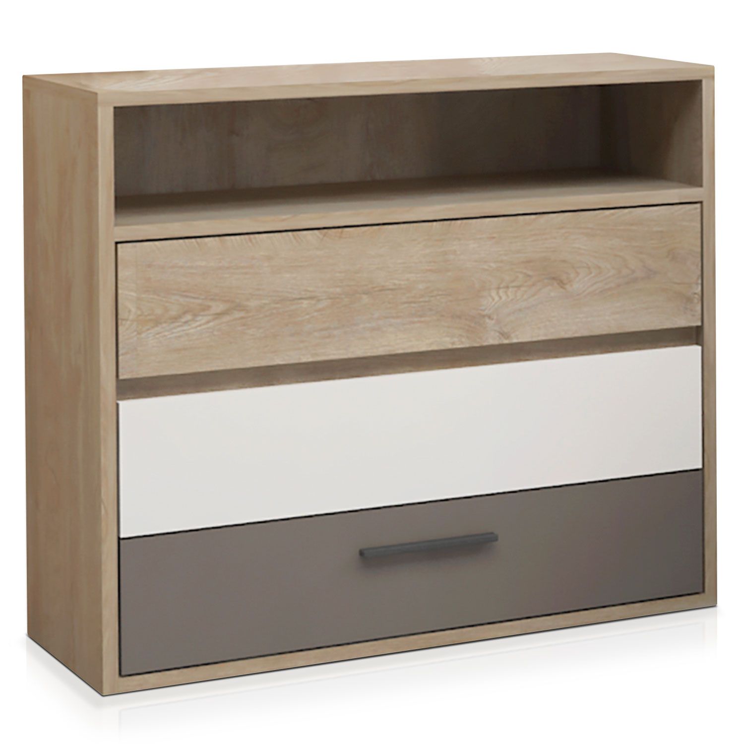 Commode moderne 3 tiroirs Mitogo L86cm Chêne clair | Leroy Merlin