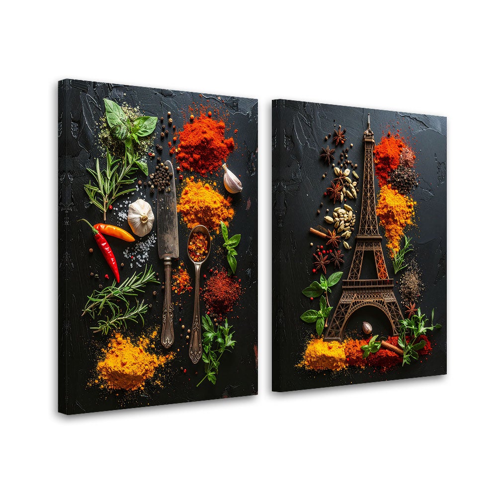 Tableaux sur toile lot, Épices et herbes aromatiques 2 x 30x45 | Leroy ...