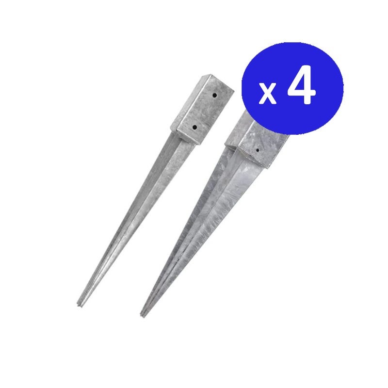 Pack 4 Soporte Poste de Madera 9x9x90 cm | Piqueta Acero Galvanizado ...