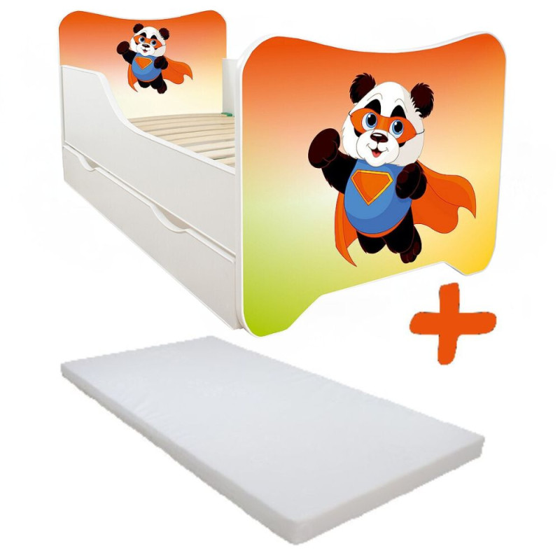 Lit pour enfant modèle super panda avec tiroir de rangement et Matelas ...