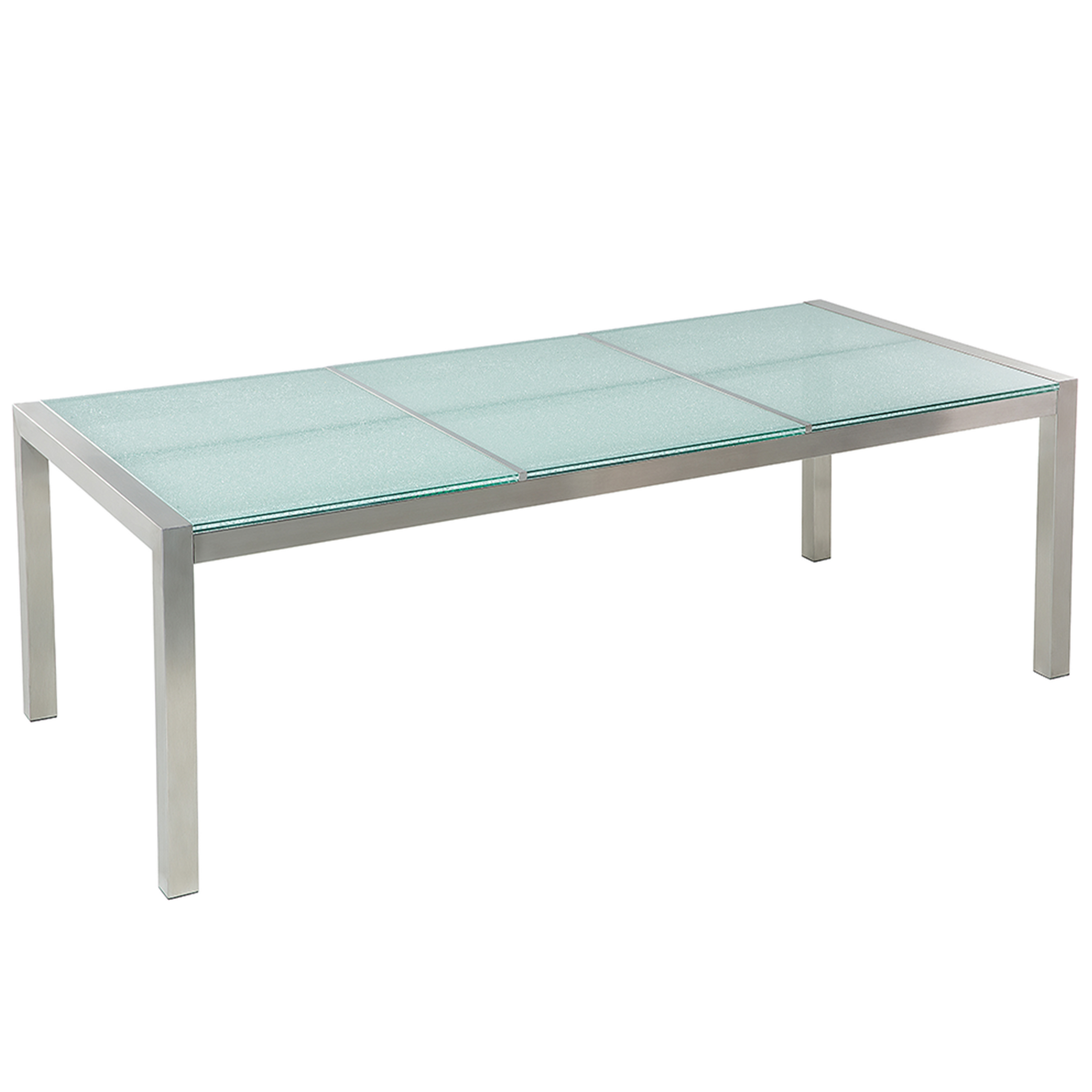 Beliani Mesa de comedor de metal/vidrio templado transparente/plateado ...