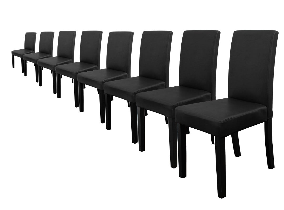 Kit de 8 Chaises rembourées Bois Cuir-synthétique 90x42x48 cm noir mat ...