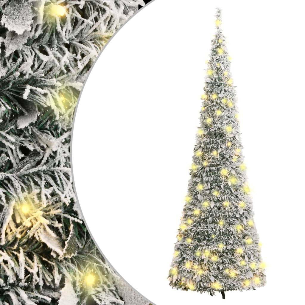 Sapin de No?l artificiel escamotable avec neige floquée 200 LED | Leroy Merlin