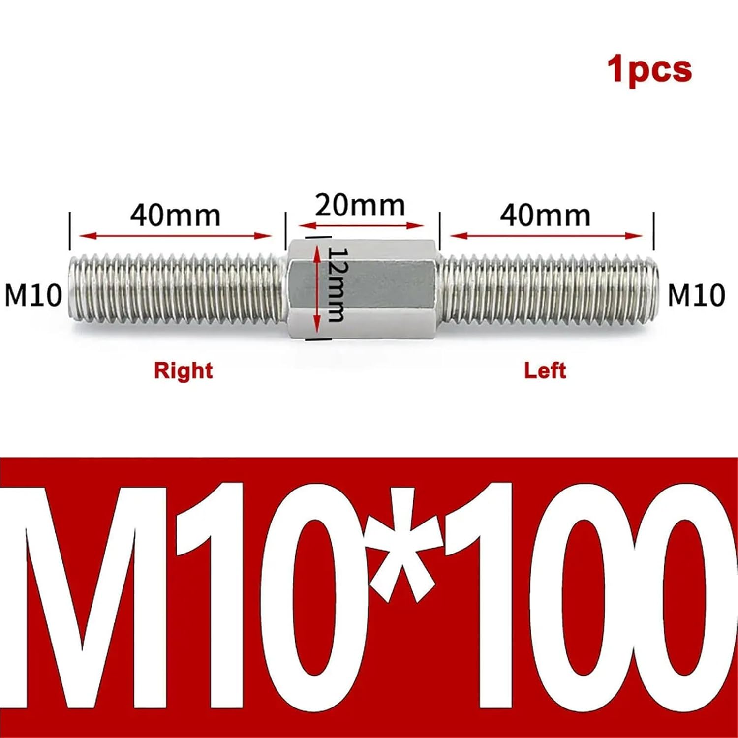Vis à tige filetée double extrémité M10 en acier inoxydable 304 ...