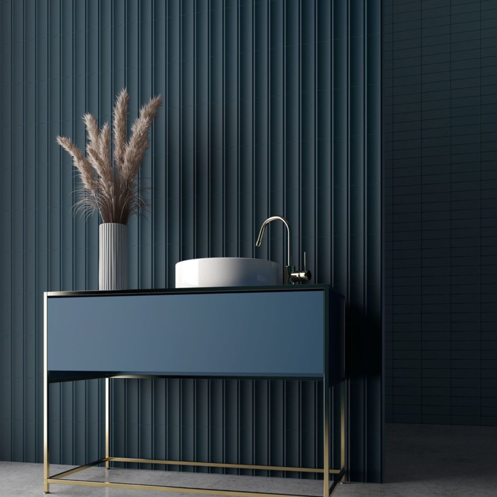 Carrelage mural faïence effet graphique DOME 20x6.5cm DOME IN 20x6.5cm Bleu nuit - Mat - boîte ...