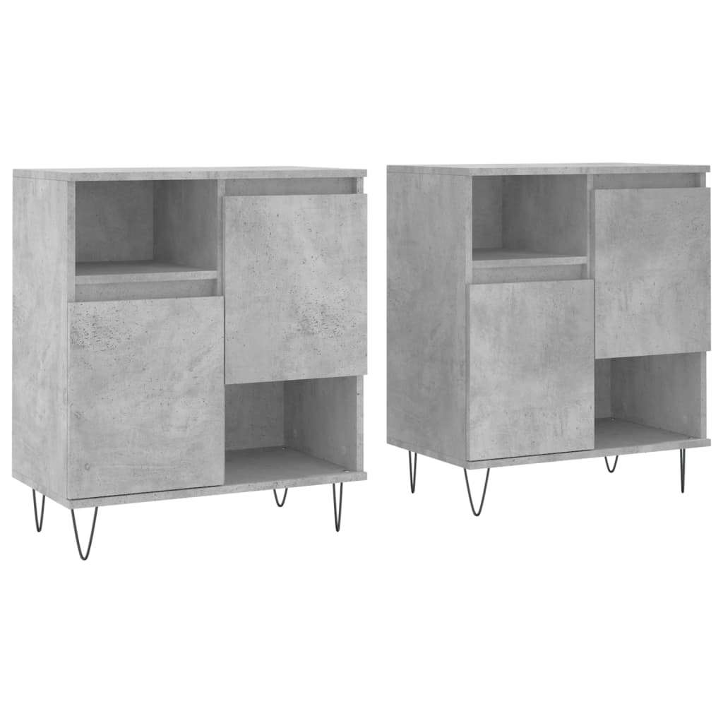 Buffets 2 pcs gris béton bois d'ingénierie | Leroy Merlin