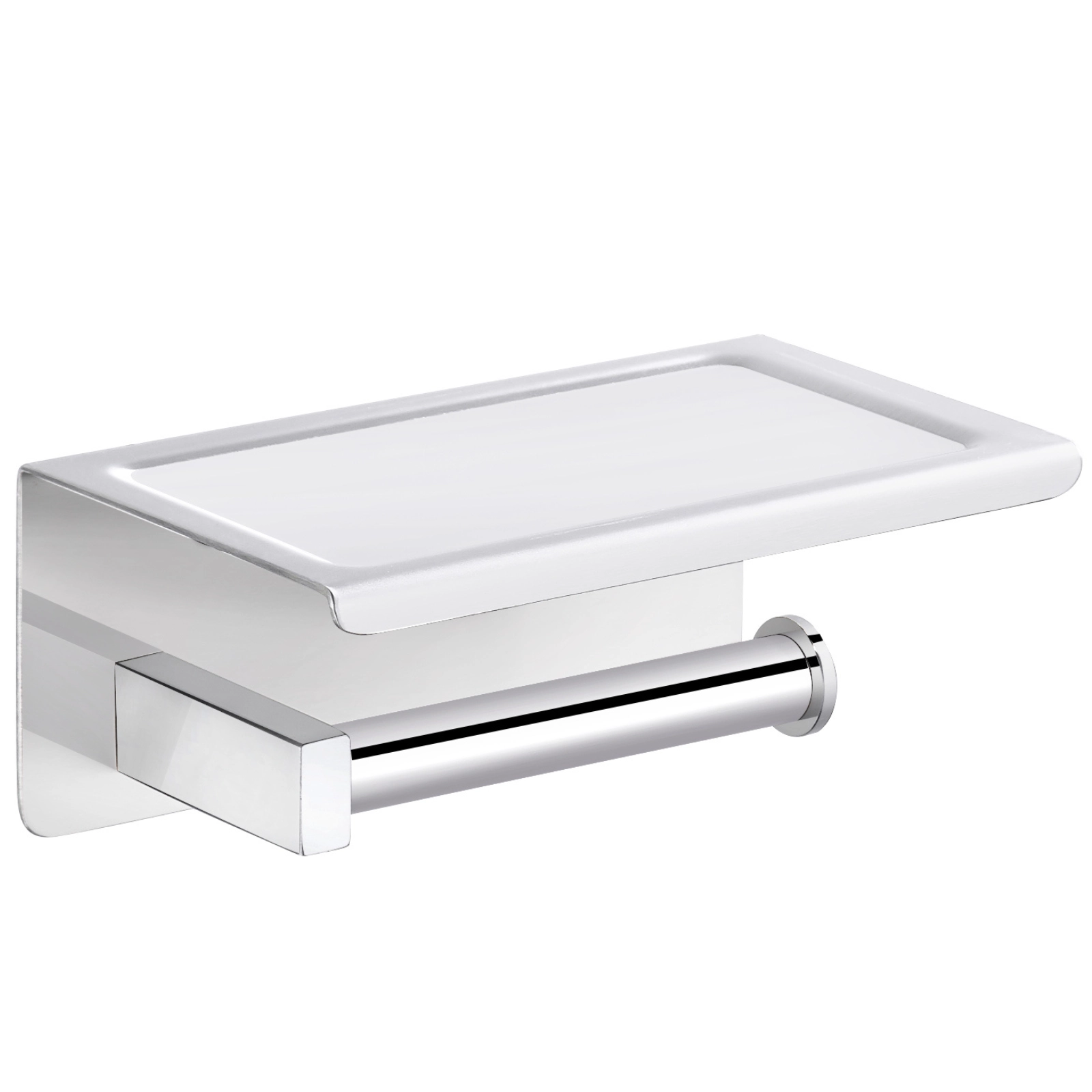 BALNEO - porte-papier toilette avec étagère en acier inox argenté ...