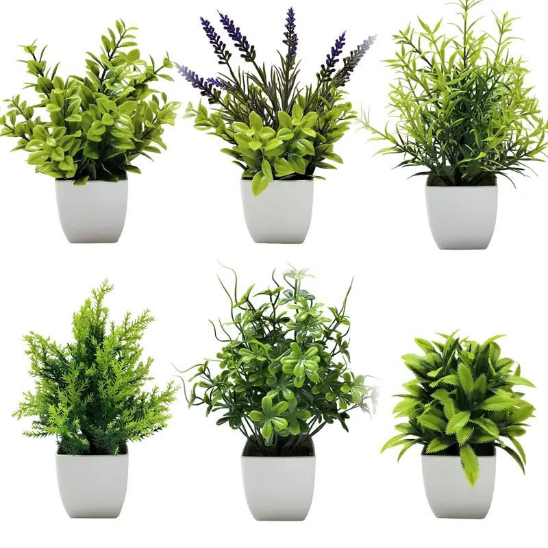 Lot de 6 plantes artificielles en pot – Plantes vertes en plastique ...