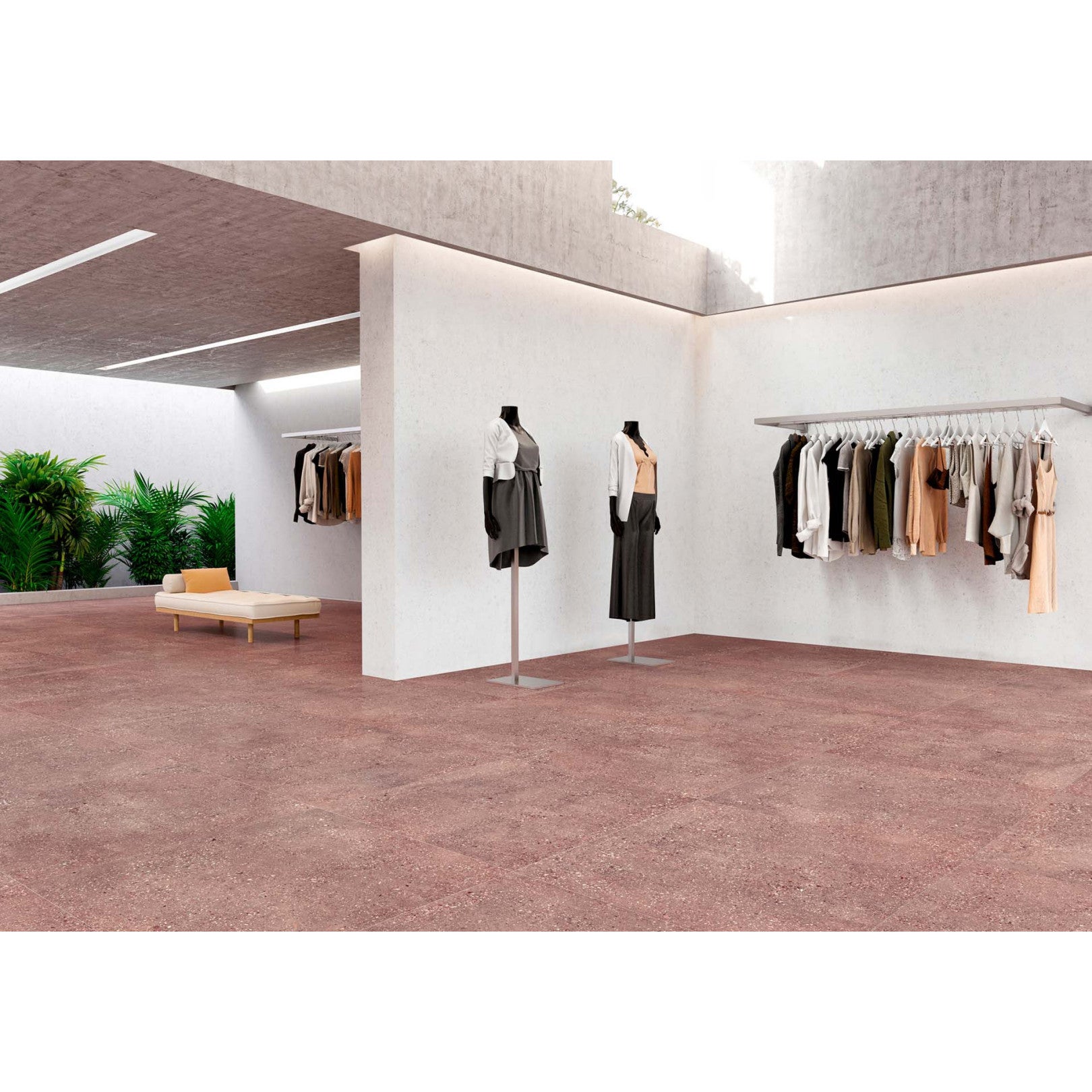 Carrelage grès cérame effet terrazzo Wind 100x100 cm Rouge - Naturel ...