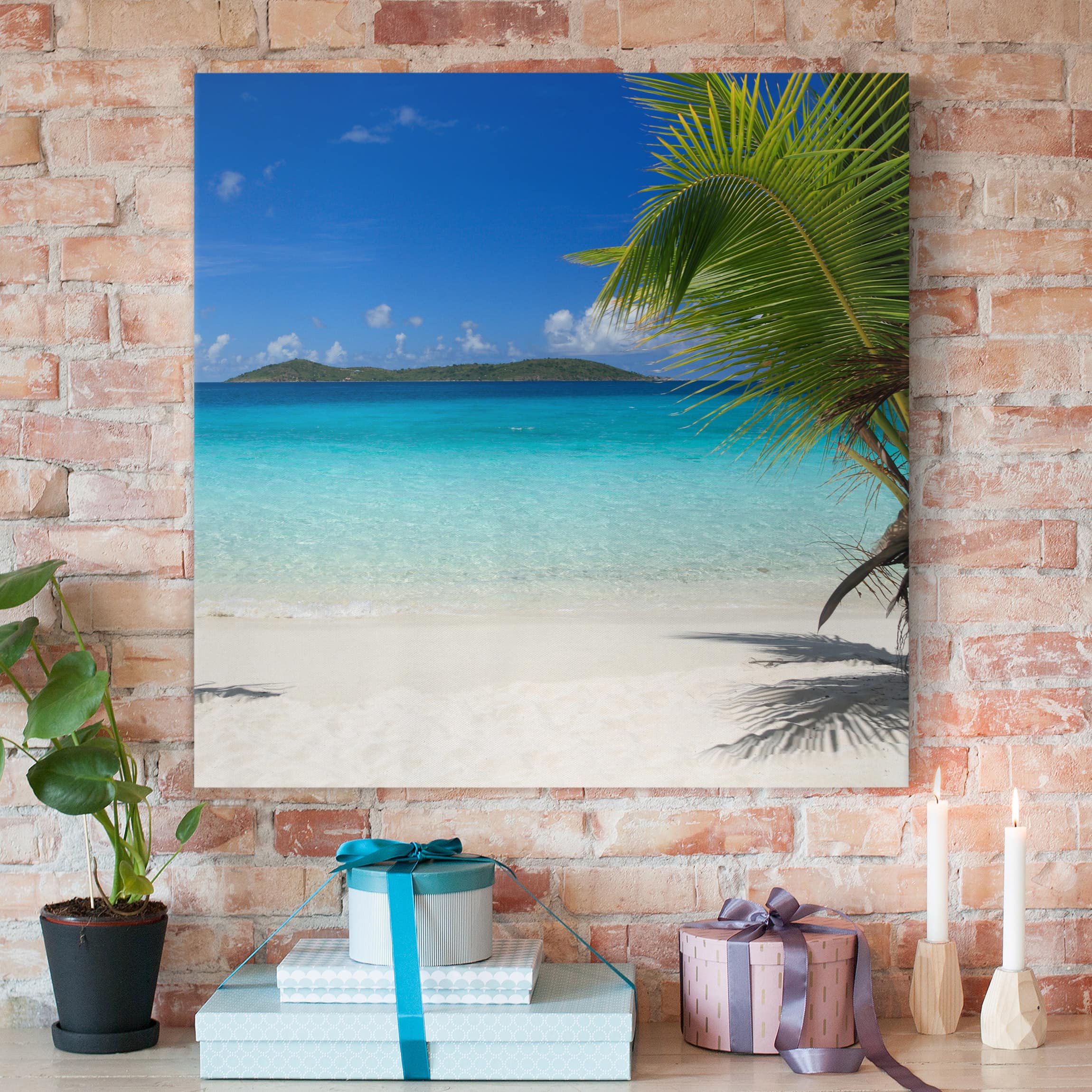 Impression sur toile tableau sur toile châssis turquoise paysage ...