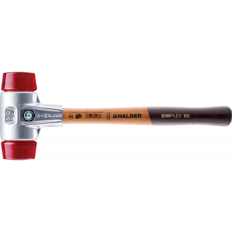 HALDER SIMPLEX maza de plástico con carcasa de aluminio y mango de madera - D=60 mm - 3106.060 ...