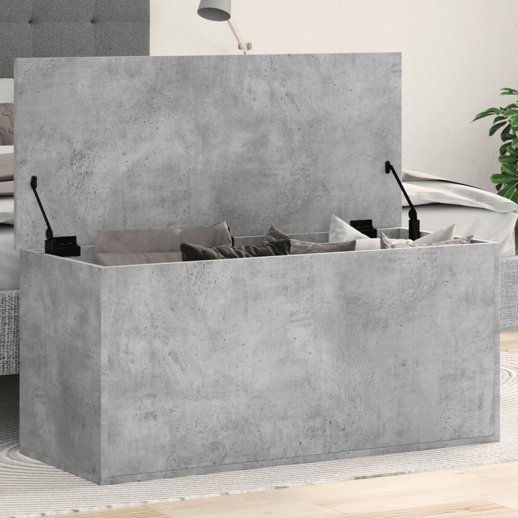 Bo?te de rangement gris béton 100x42x46 cm bois d'ingénierie | Leroy Merlin