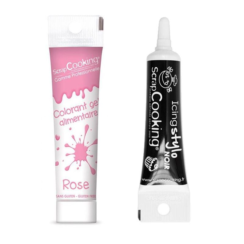 Gel colorante comestible rosa 20 g + tubo de glaseado negro | Leroy Merlin