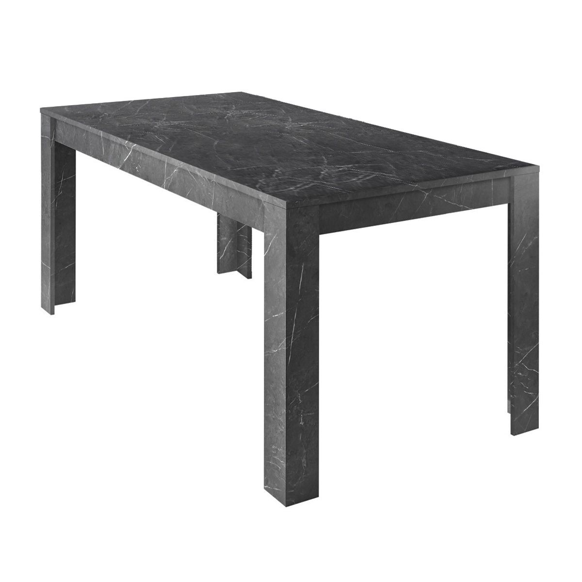 PIRALIA - Table Repas Rectangulaire 180cm Aspect Marbre Gris Anthracite ...