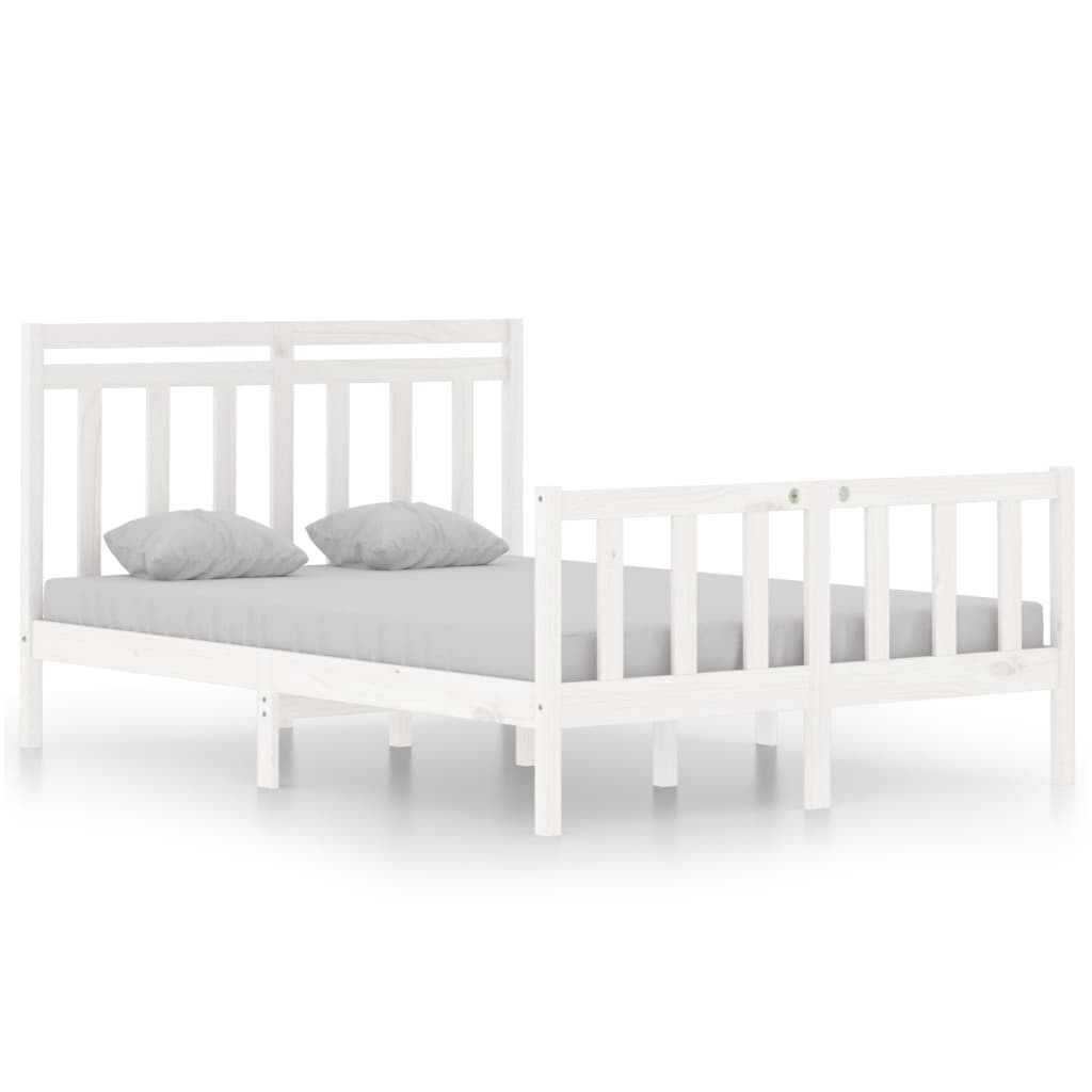 Lit double | Lit Adulte | Cadre de lit Blanc Bois massif 135x190 cm ...