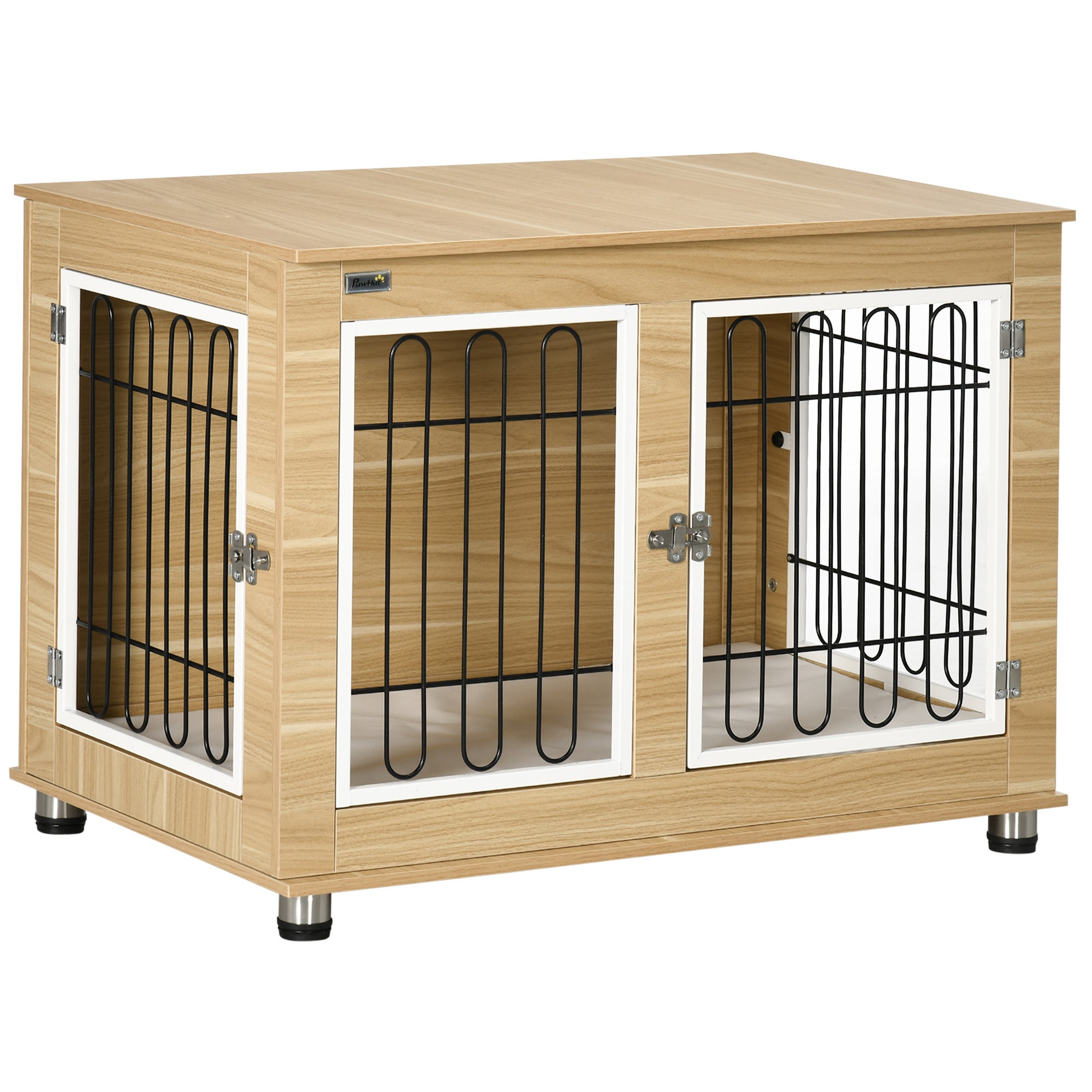 Niche chien double porte coussin intérieur extérieur chêne | Leroy Merlin