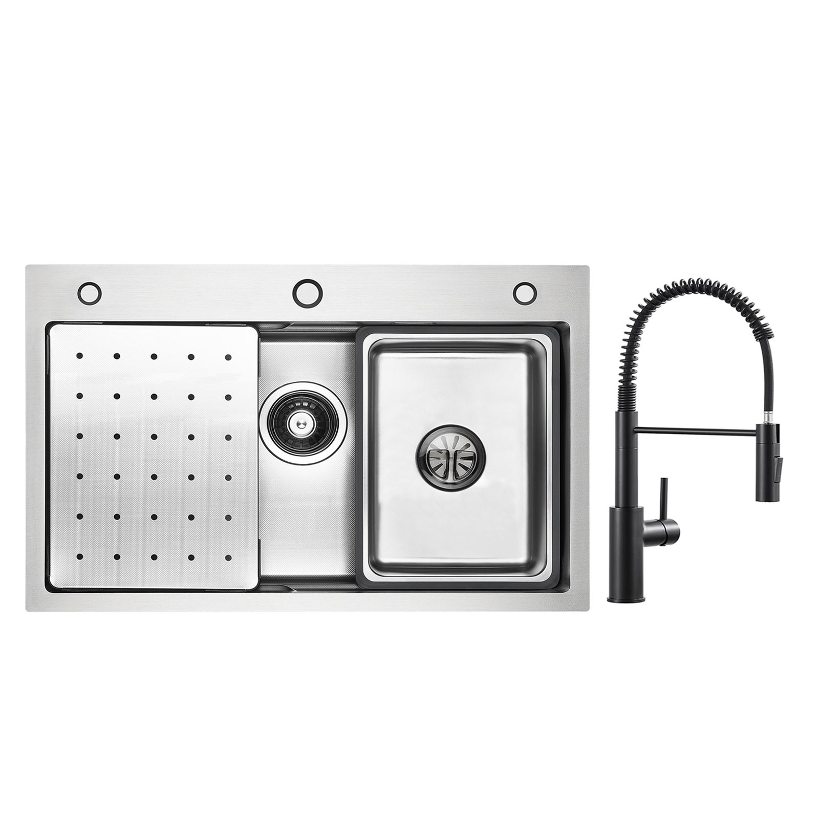 Cecipa max Argent Évier Inox 70×45×CM avec Egouttoir, Vasque et ...