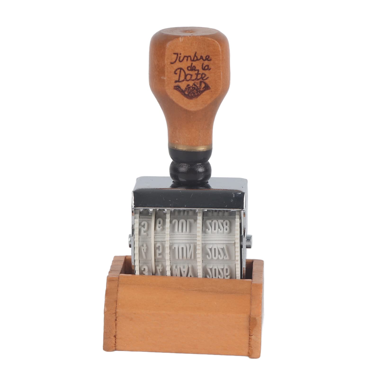 Timbro data in legno, timbro a ruota rotante retrò, carattere vintage ...