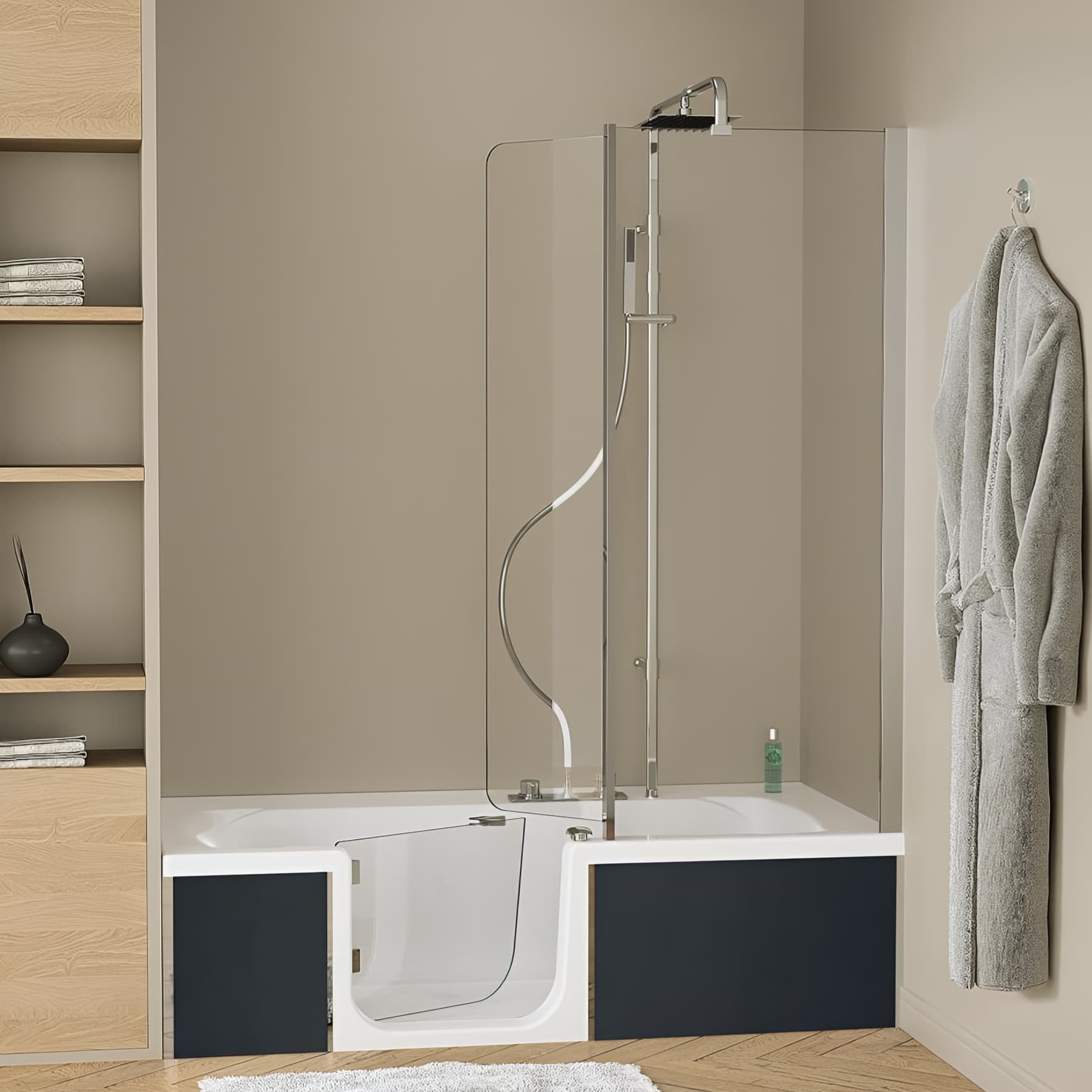 Baignoire à porte PMR DUO PACK DESIGN 2 160x75 pose en niche espace ...