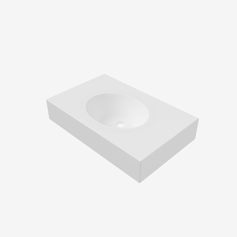 Plan de toilette avec vasque ovale intégrée en SOLID SURFACE, finition blanc mat. - Idral ...