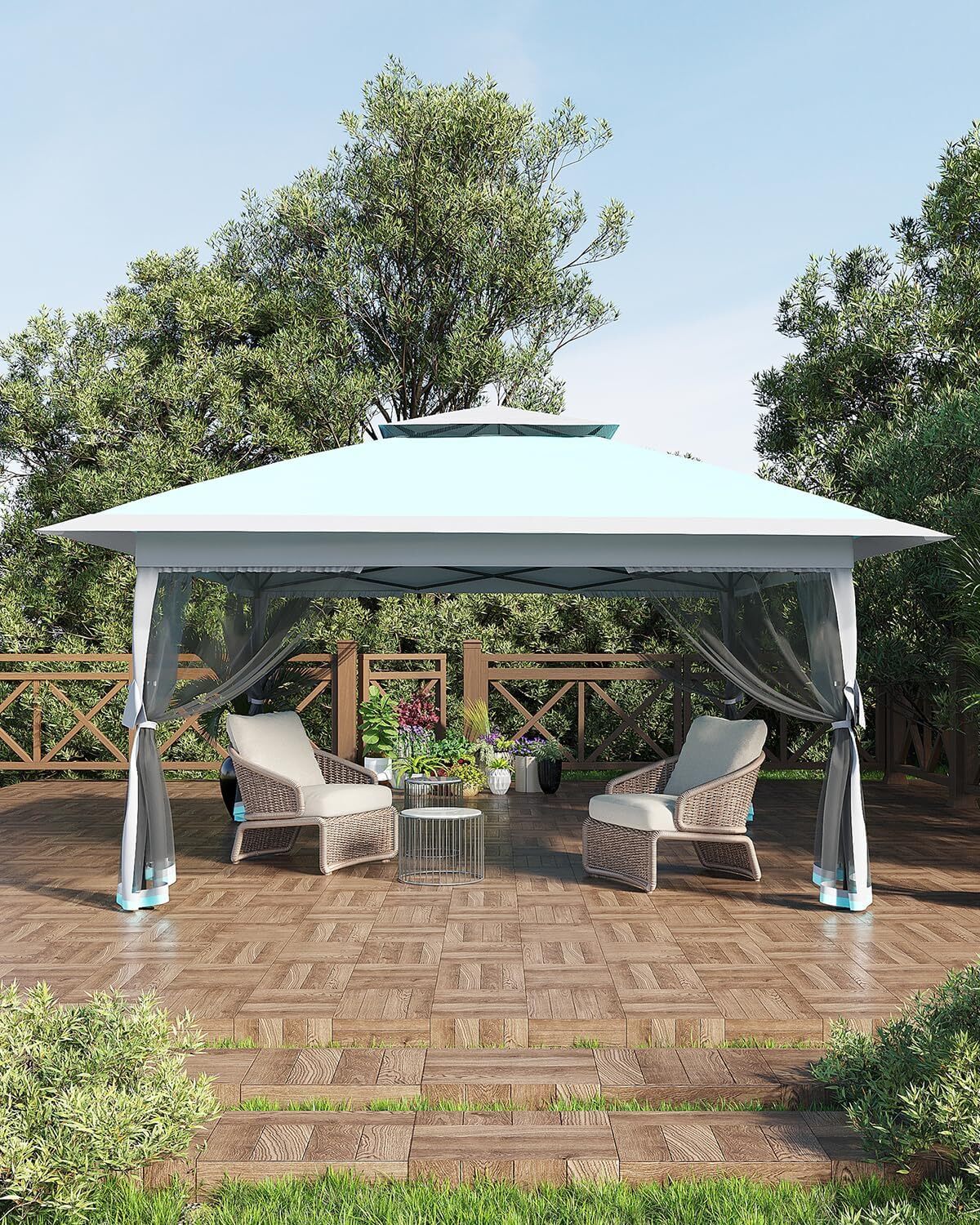 Cenador Plegable 3,6 x 3,6 m con Mosquitera - Carpa Pop-up Impermeable ...