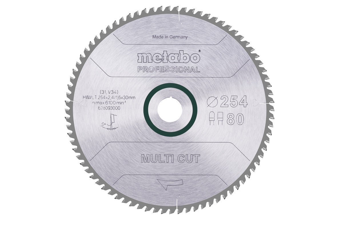METABO 628093000 - Hoja de sierra MultiCutProf 254x30, 80 FZ/TZ 5 ...