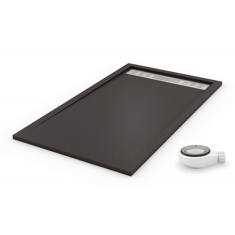 Receveur de douche 80x100 PREMIUM Gris Ardoise extra plat + Bonde ...