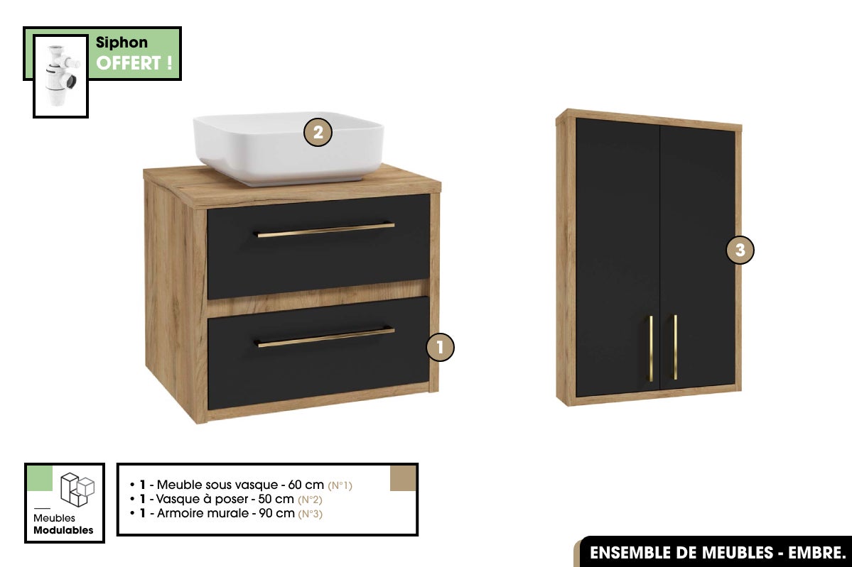 Conjunto de baño completo - Mueble - Armario y Lavabo con Sifón GRATIS ...