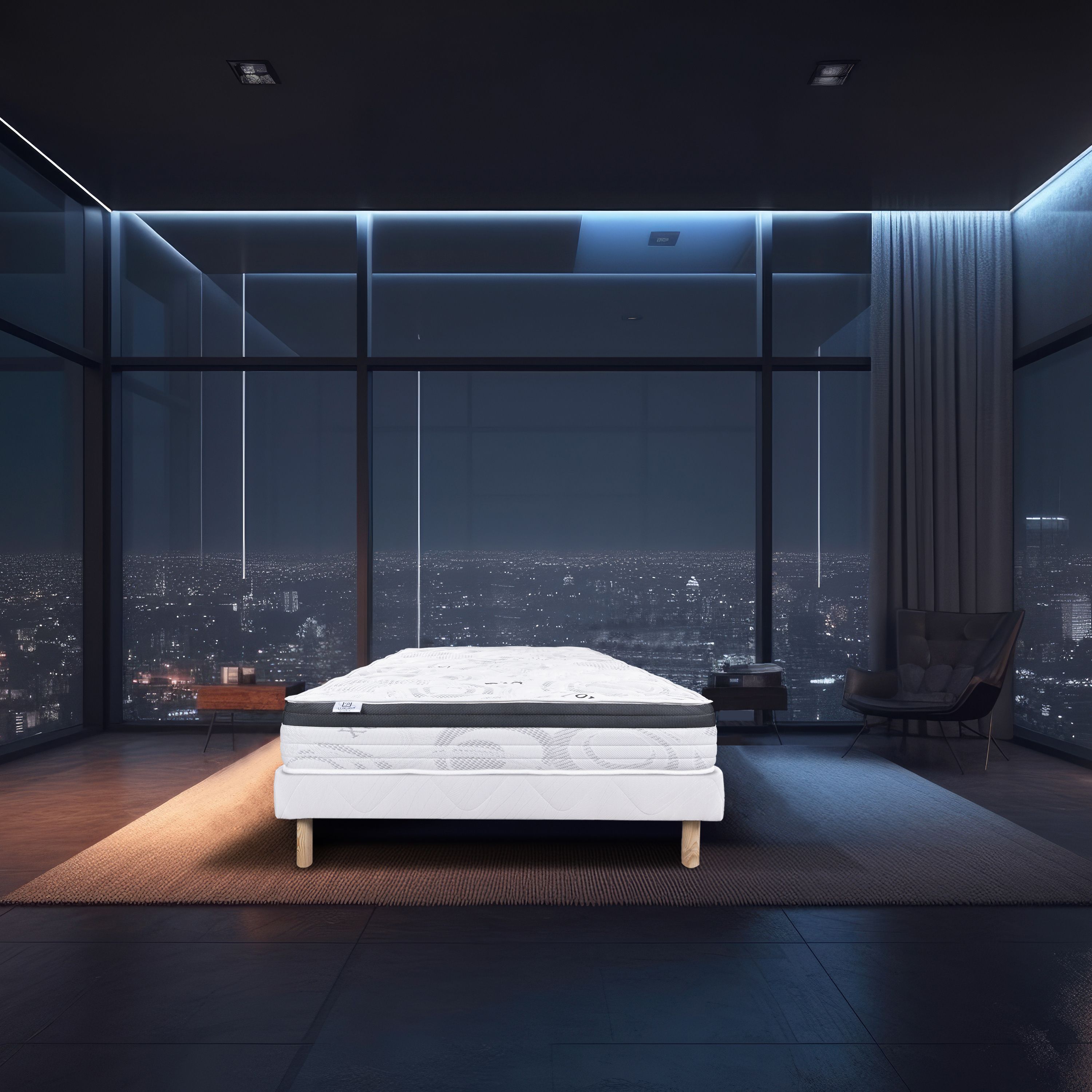 Ensemble matelas ferme 160 x 200 x 26 cm - mousse haute densité, faces ...