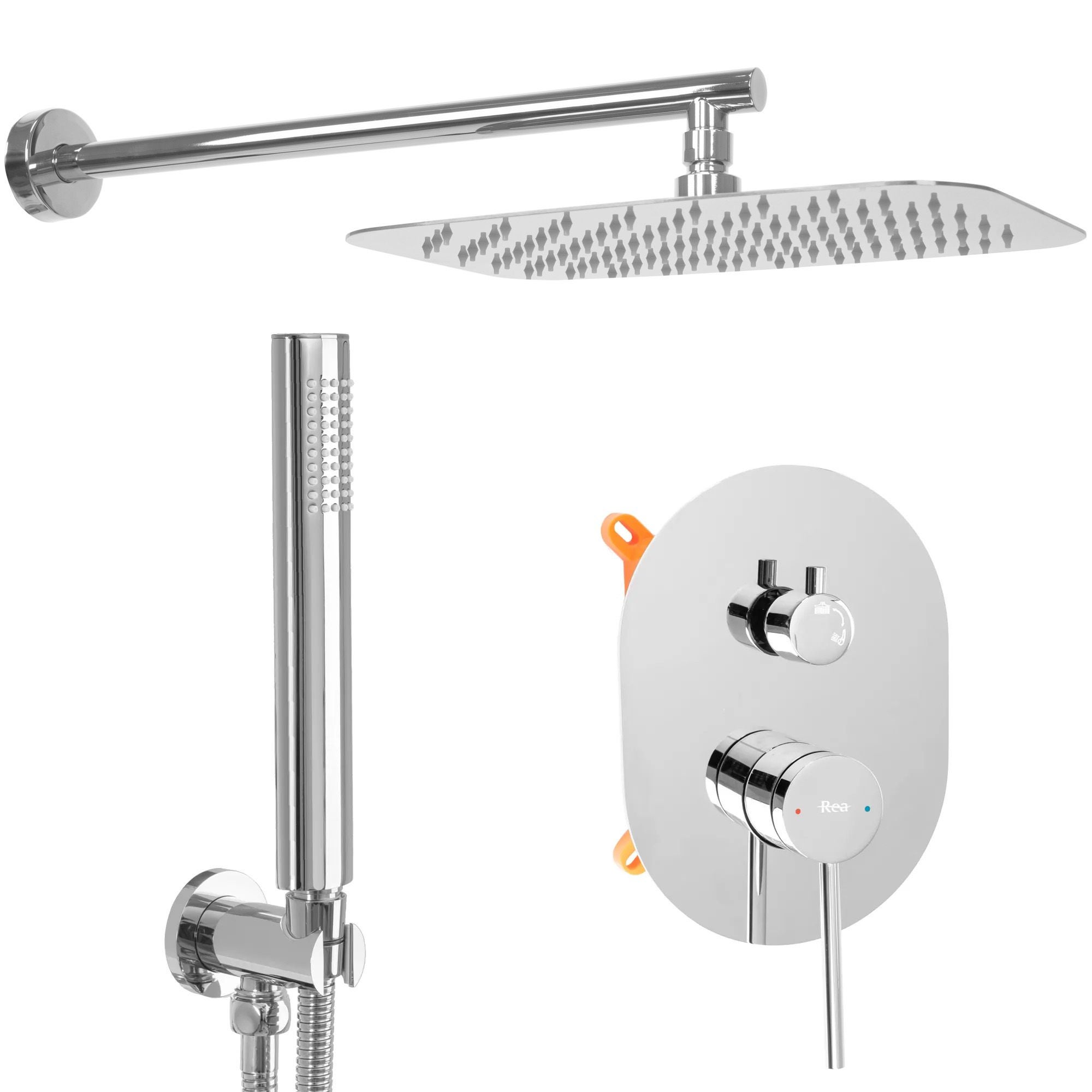 KIT DE DOUCHE ENCASTRÉ REA OVAL CHROME + BOX | Bricoman