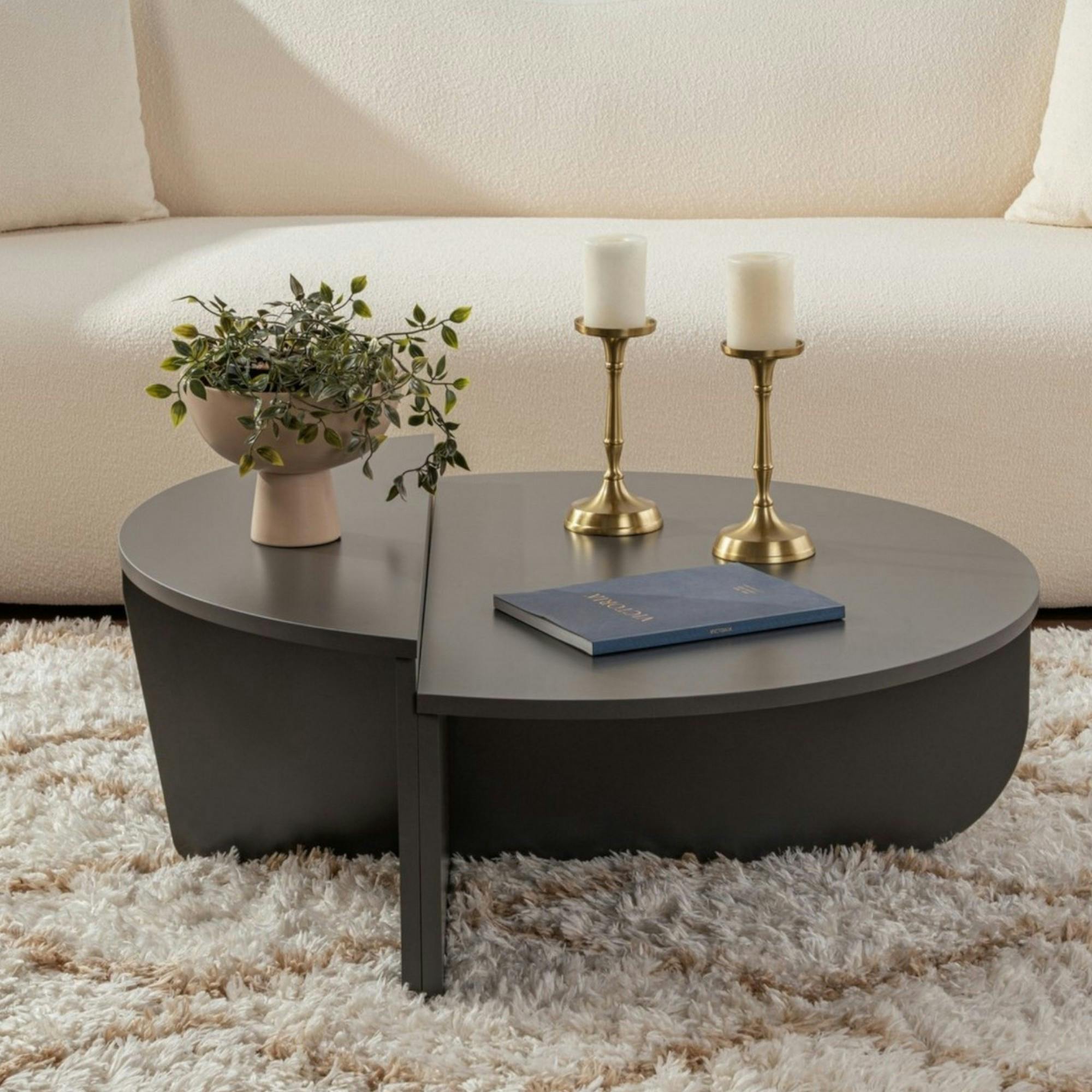 Table basse moderne anthracite effet laque - 2 hauteurs MARFA | Leroy ...