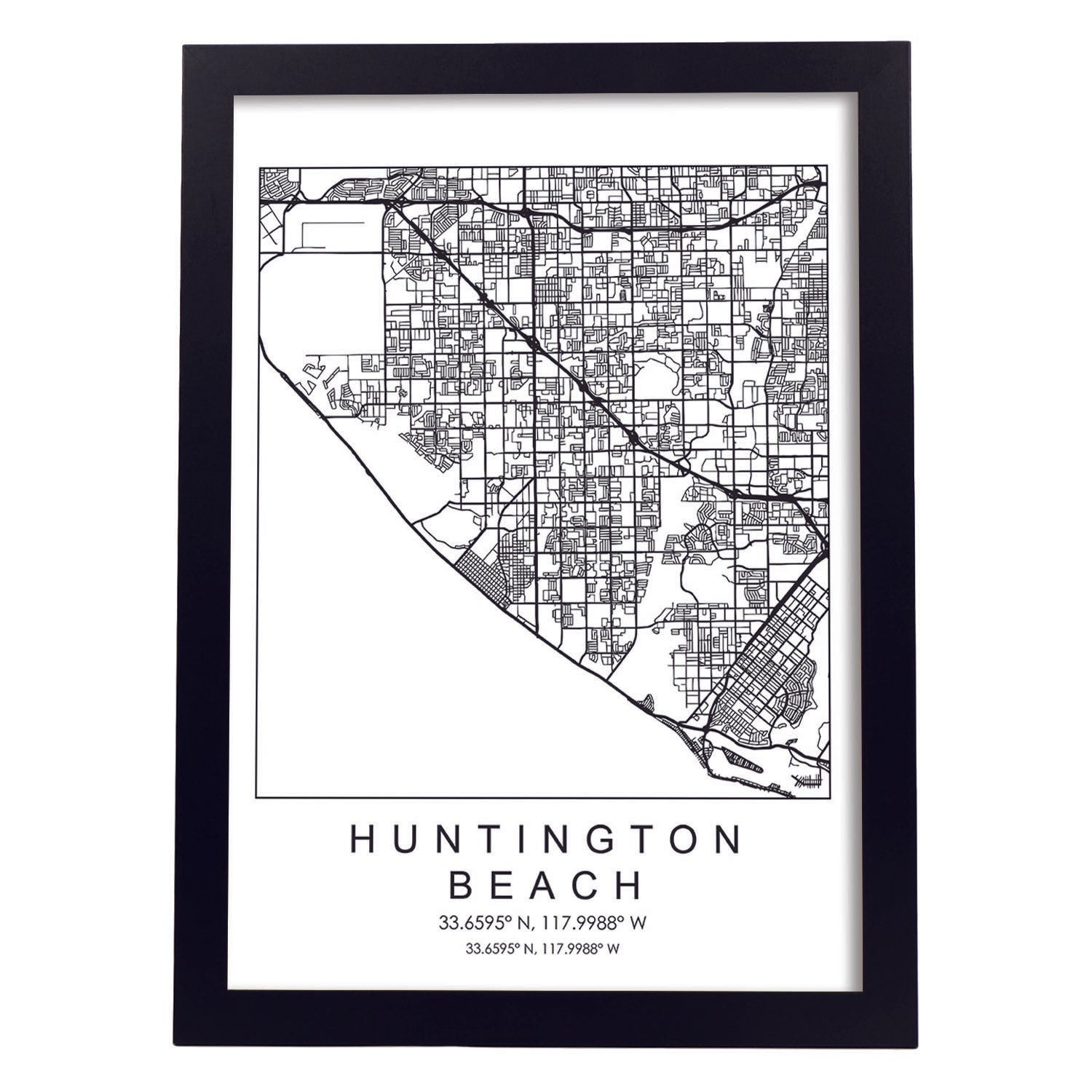 Huntington Beach Map Poster Del Foglio Degli Stati Uniti Con Immagini ...