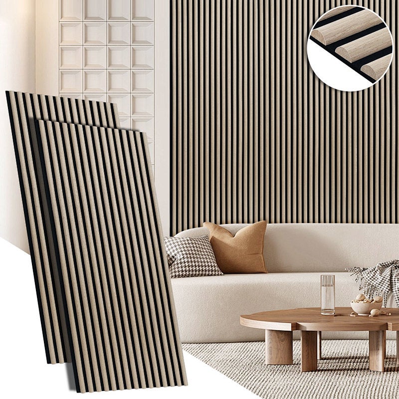 Panneaux acoustiques décoratifs 120x60cm Chêne clair, lattes arrondies ...