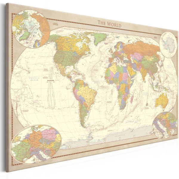 Tableau Cartes du monde Cream World Map 90x60 cm | Leroy Merlin