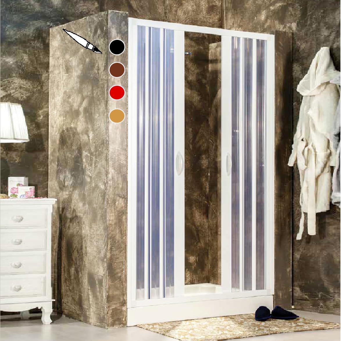 Box doccia nicchia in ap. centrale(175a206x185 H-Frassino) in pvc NEW ...