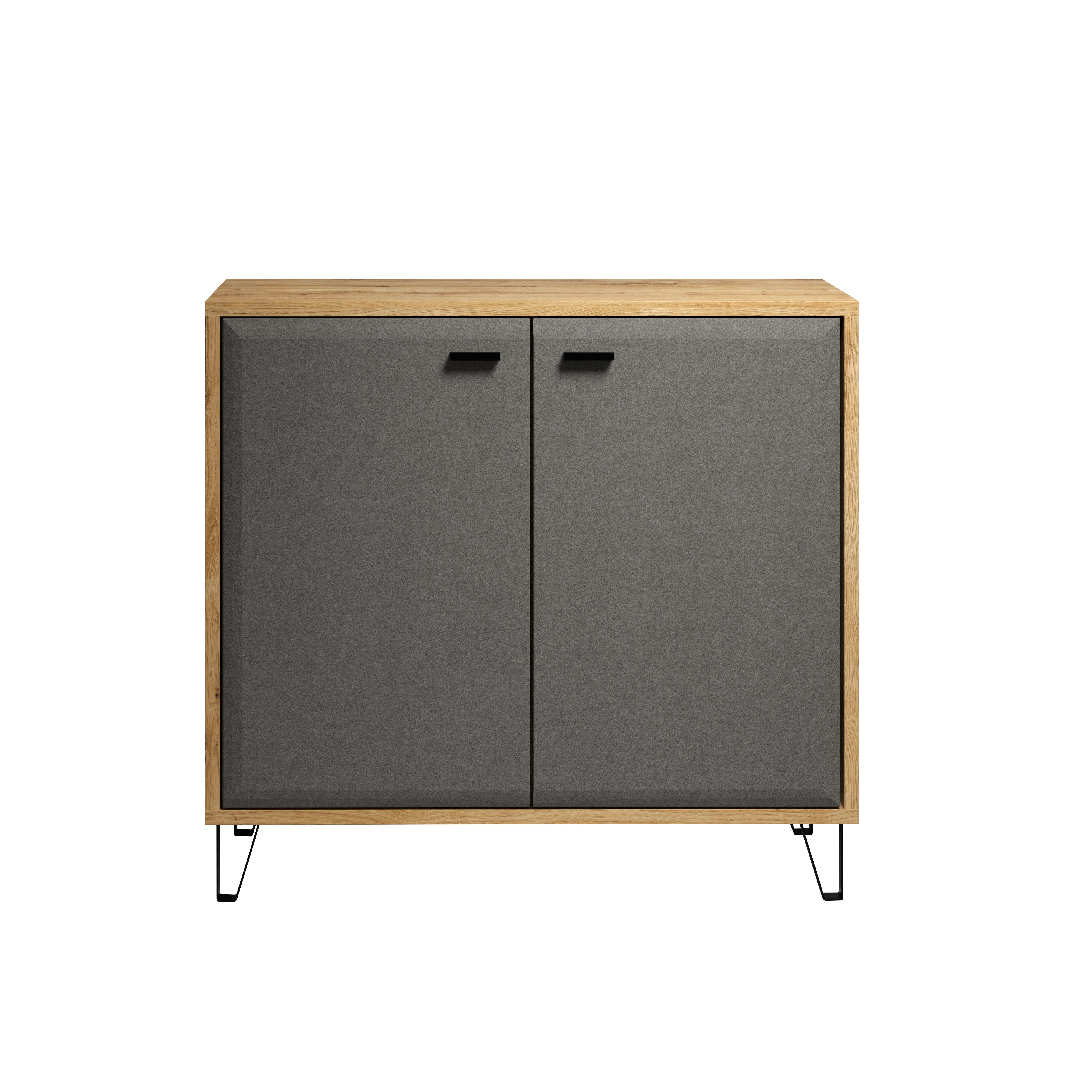Buffet - Mélaminé chêne-feutre - Naturel-gris foncé - 98 - 90 - 42 cm ...
