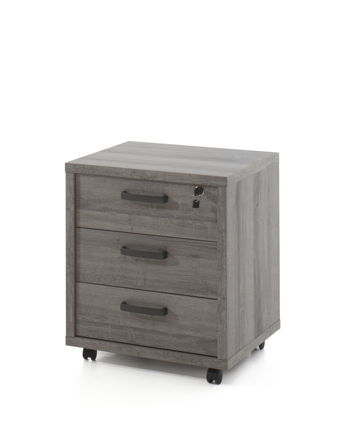 Caisson de rangement bureau 3 tiroirs coloris chêne Sherman gris ...