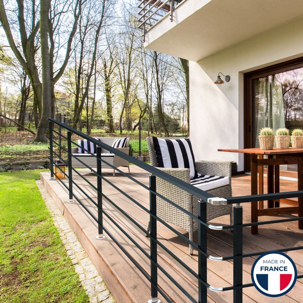 Garde-corps aluminium gris foncé, 3m pose à visser au sol, intérieur et ...